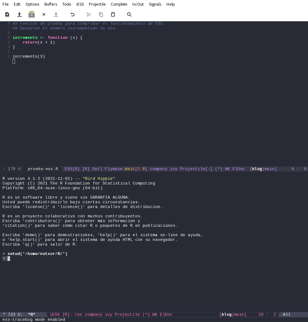 Estadística, ESS en Emacs